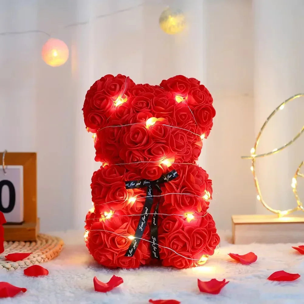 Valentines Day Artificial Teddy Rose Flower Bear with Box – Speechdoc ...